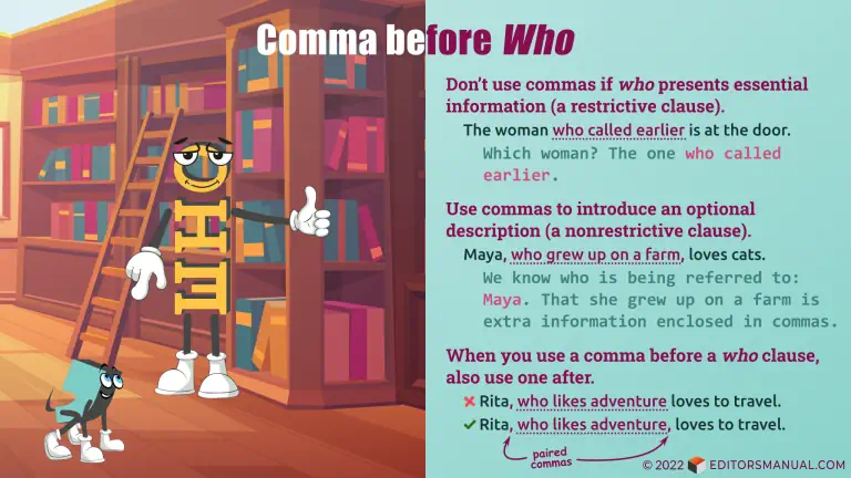 Comma before “Who” | Editor’s Manual