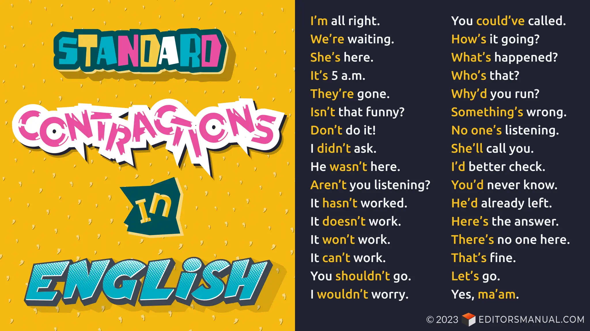 Common Contraction Word Chart 14 Punctuation Marks: A Guide On How To