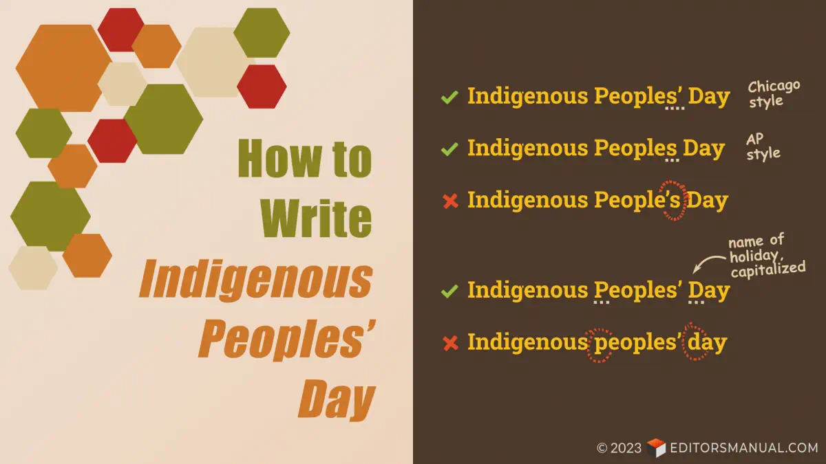 Apostrophe and “S” in Indigenous Peoples’ Day | The Editor’s Manual